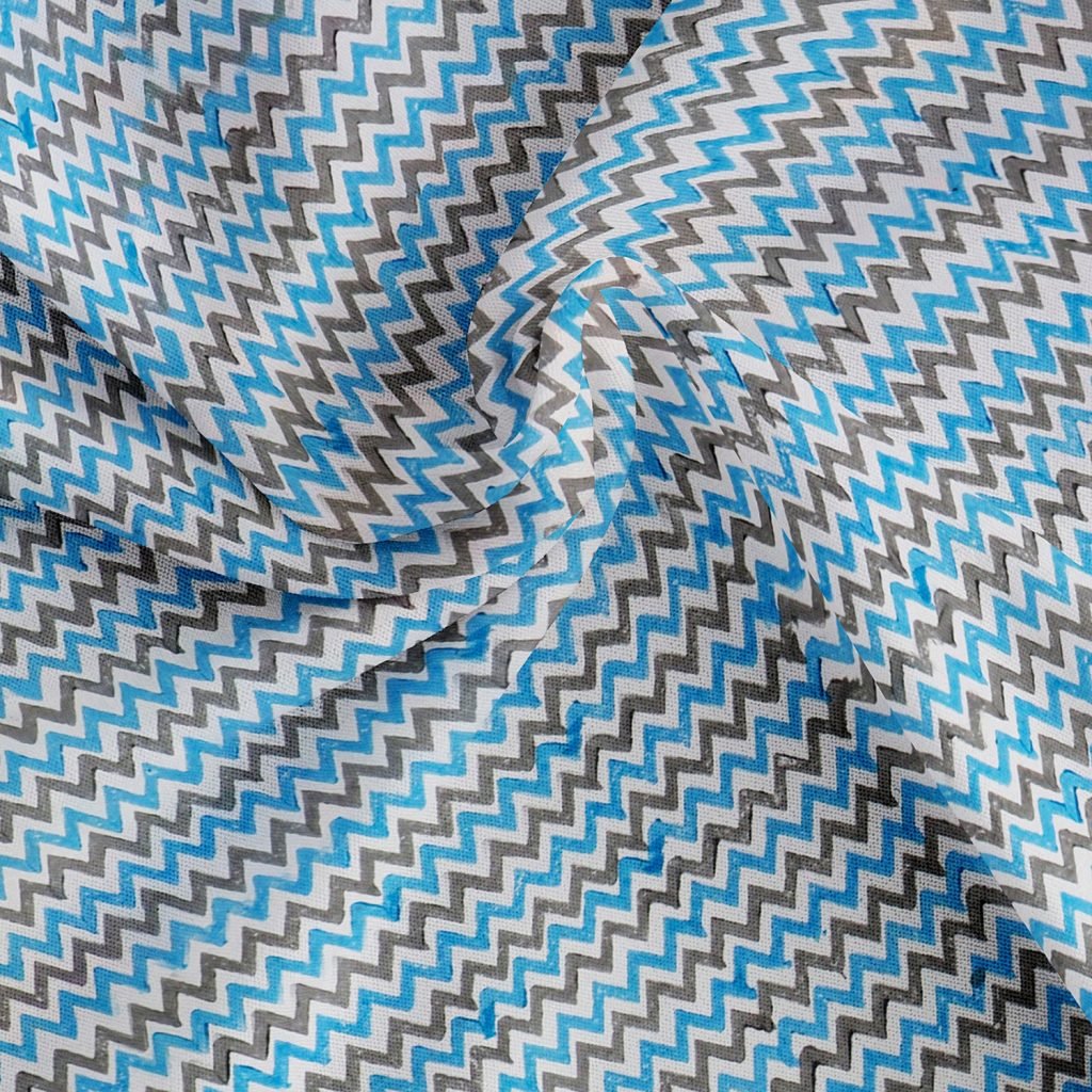 Blue Chevron Design Handblock Printed King Size Double Bed Sheet ...